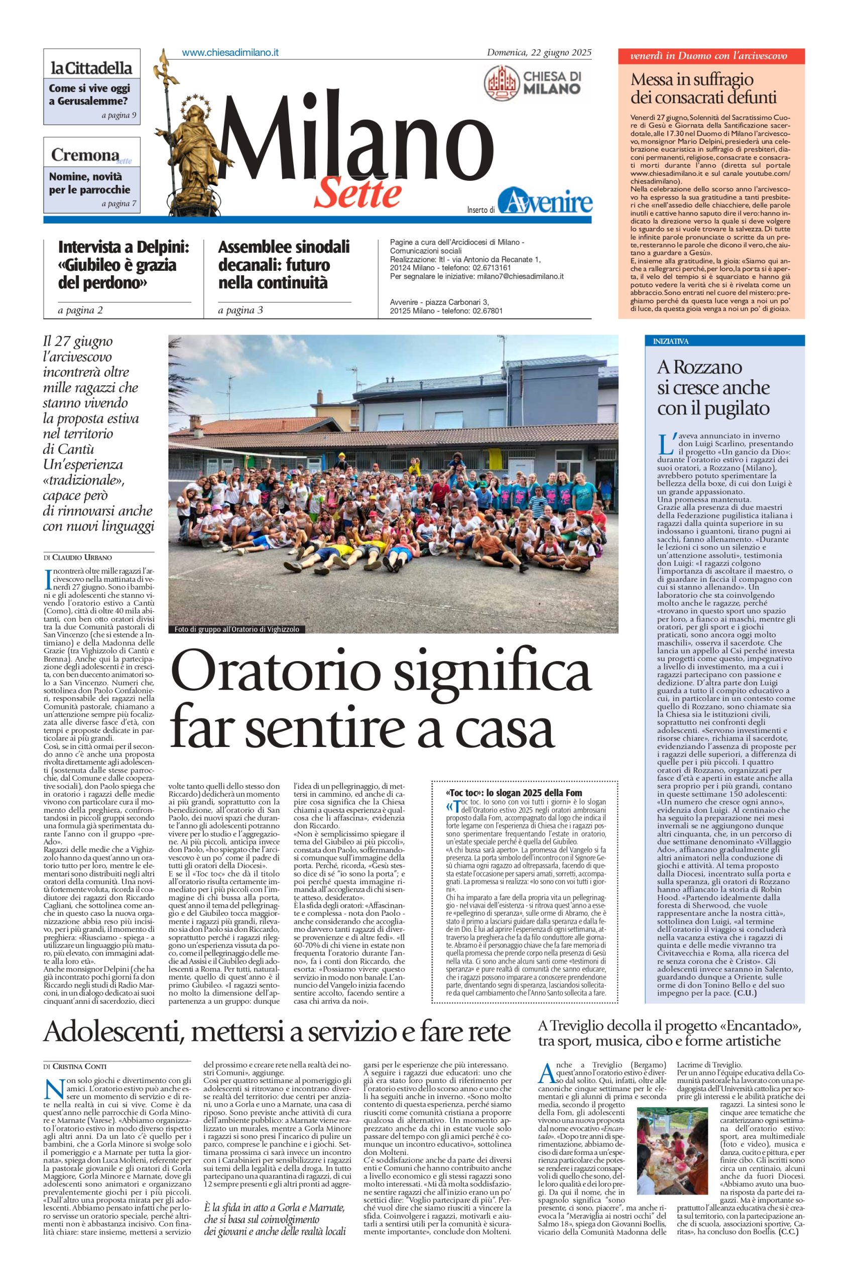 Edizione di domenica 22 giugno – Chiesa di Milano